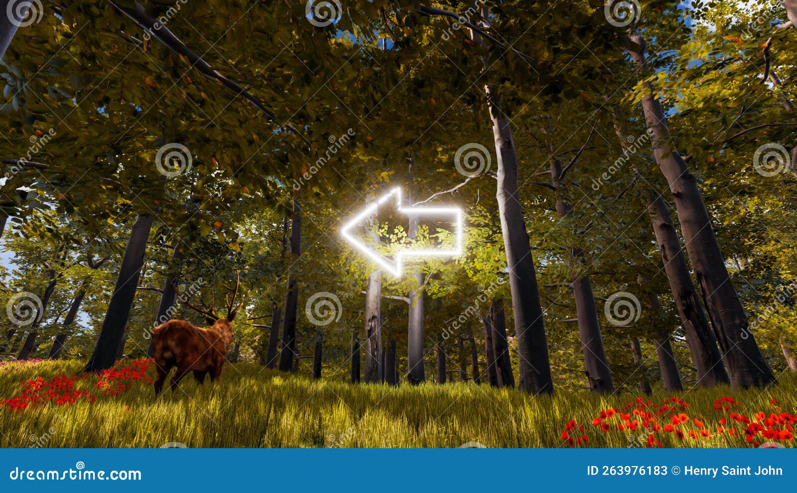 3D Wallpaper with Forest Environment with Left Arrow, Trees and ...