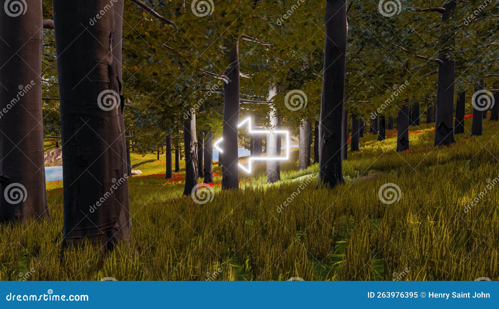 3D Wallpaper with Forest Environment with Left Arrow, Trees and ...