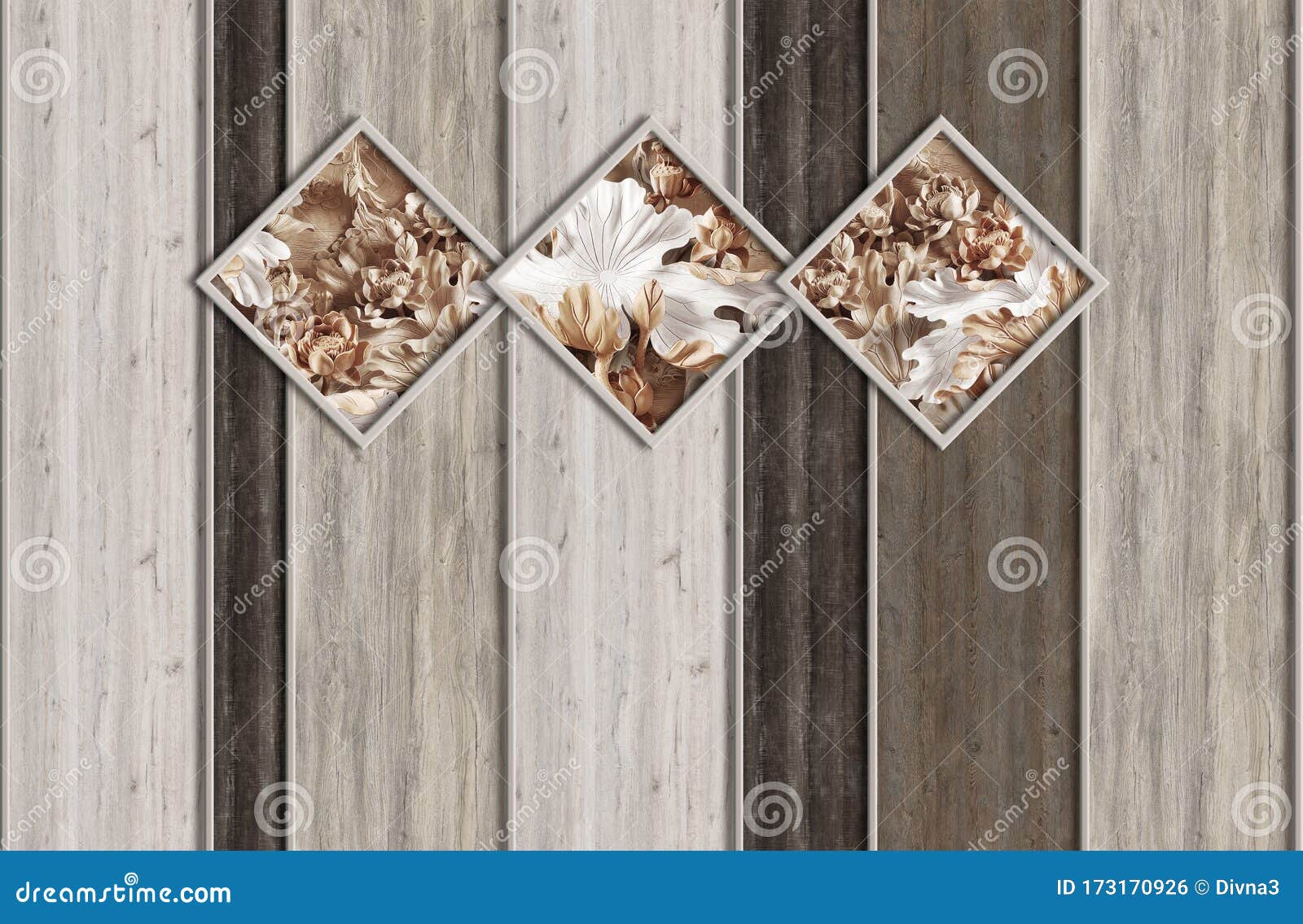 3d Wallpaper, Rustic Wood Texture, Flowers In A Frame, Natural Patterns ...