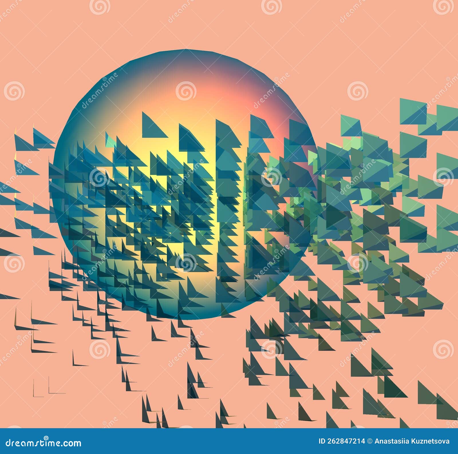 3D Warm Background with Abstract Green Triangle Patterns Stock ...