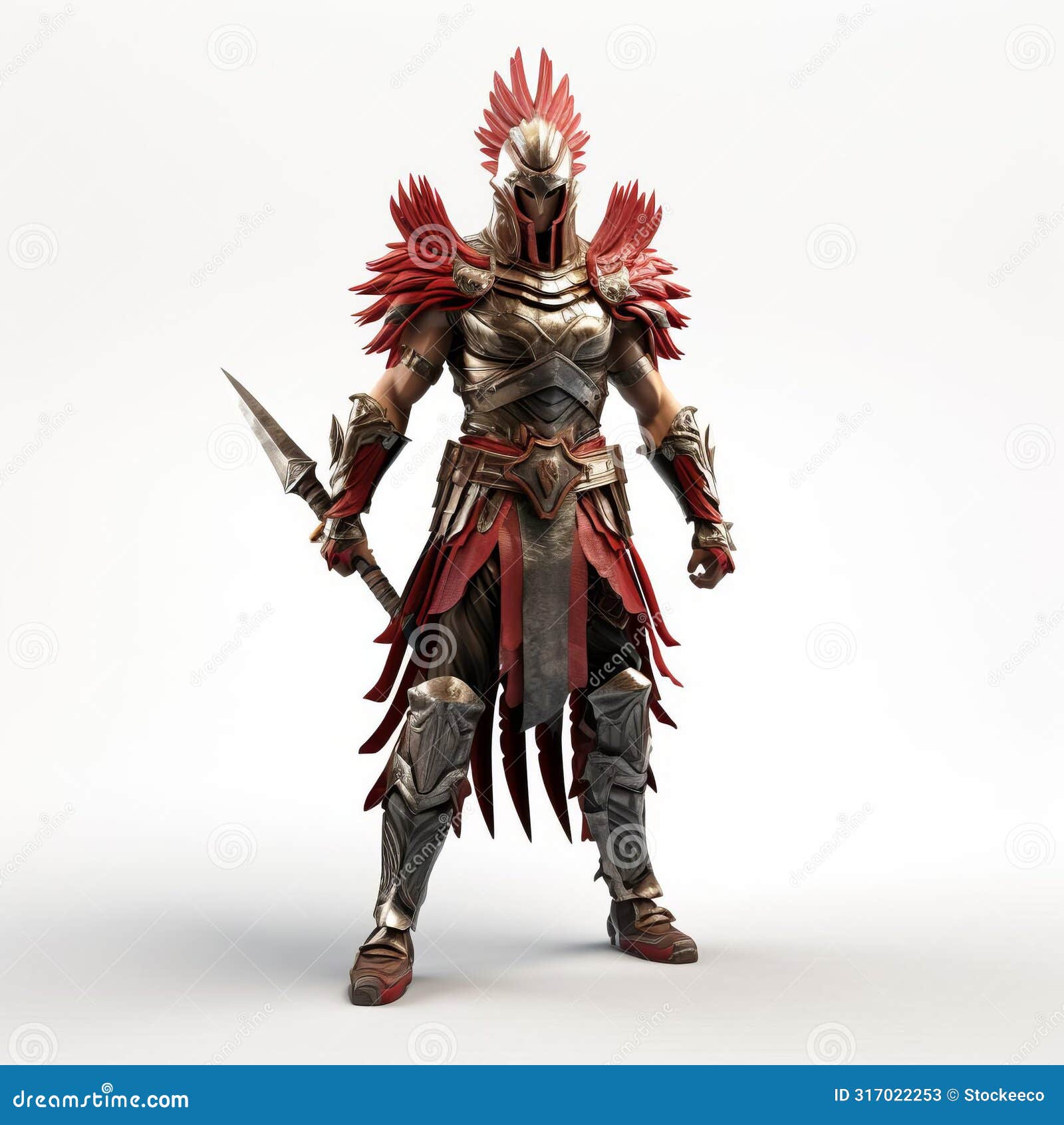 3d Warrior Ensemble Full Body Isolated on White Background Stock ...