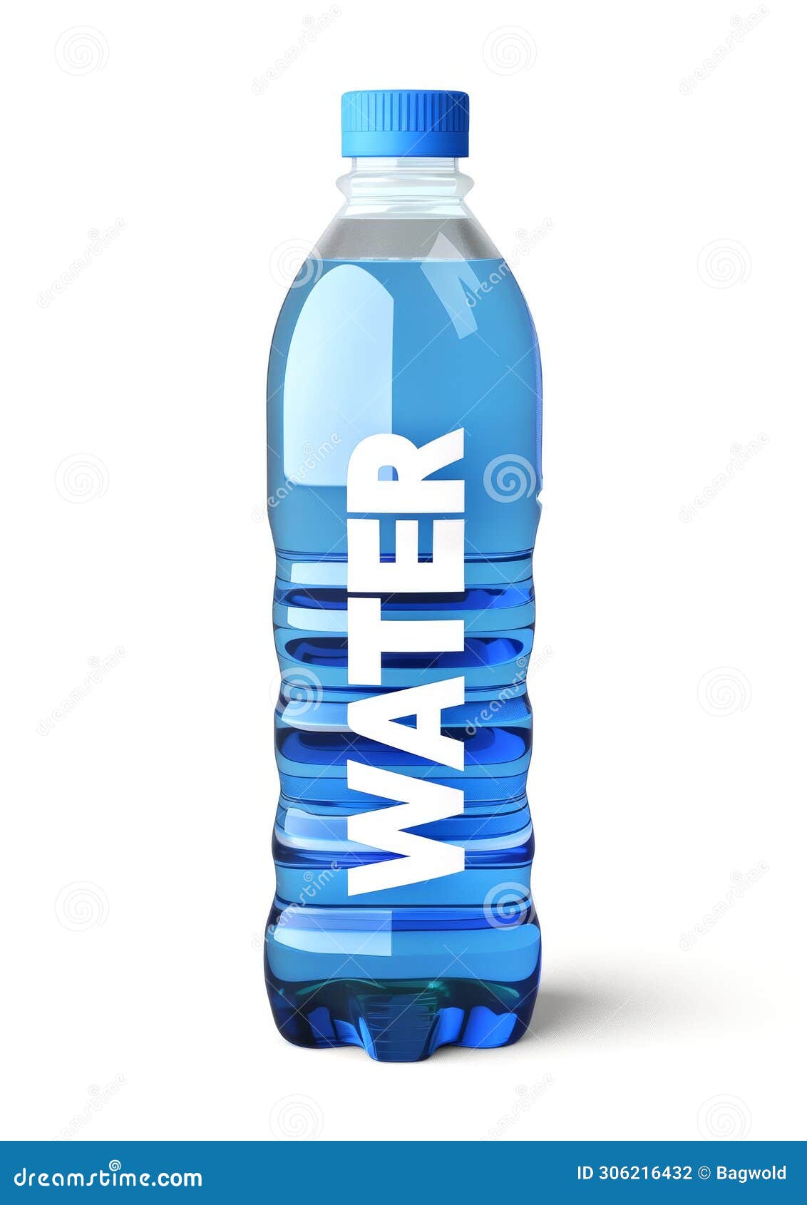 3D Water Bottle with the Text WATER on the Vertical Label Stock ...