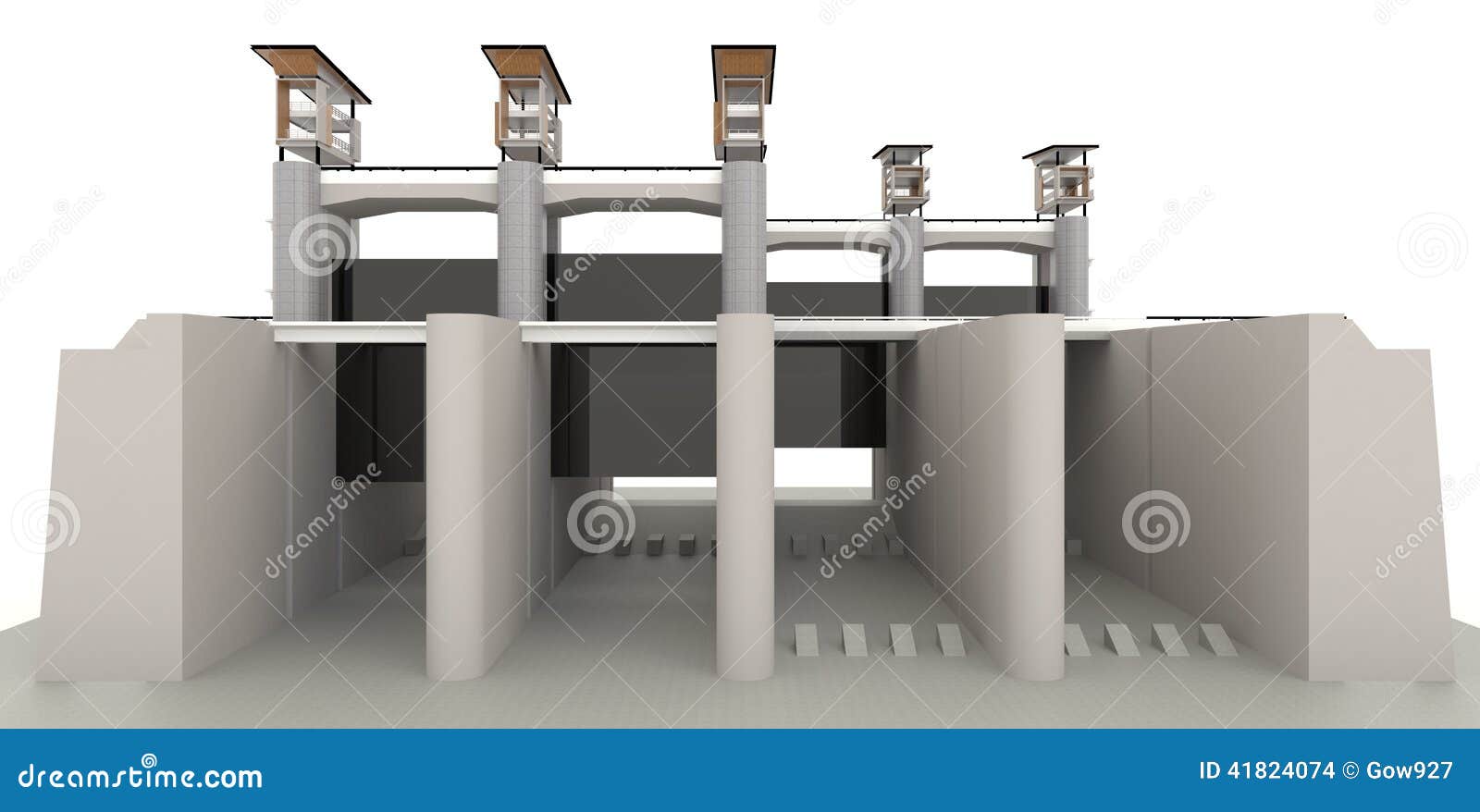 3D water gate design model stock illustration. Illustration of harbor ...