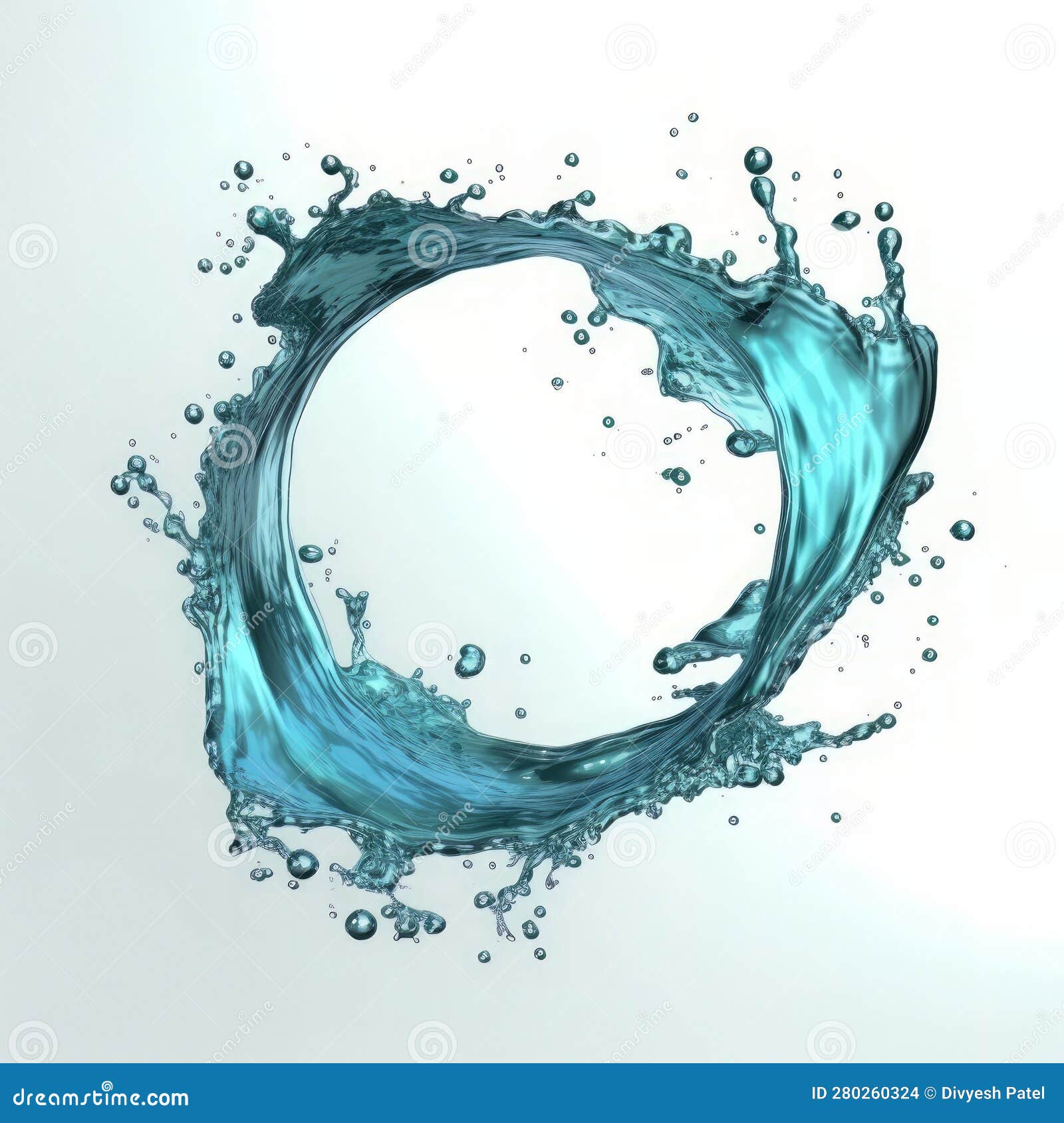 3d Water Splashing Round Frame, Aqua, Isolated Liquid Splash ...