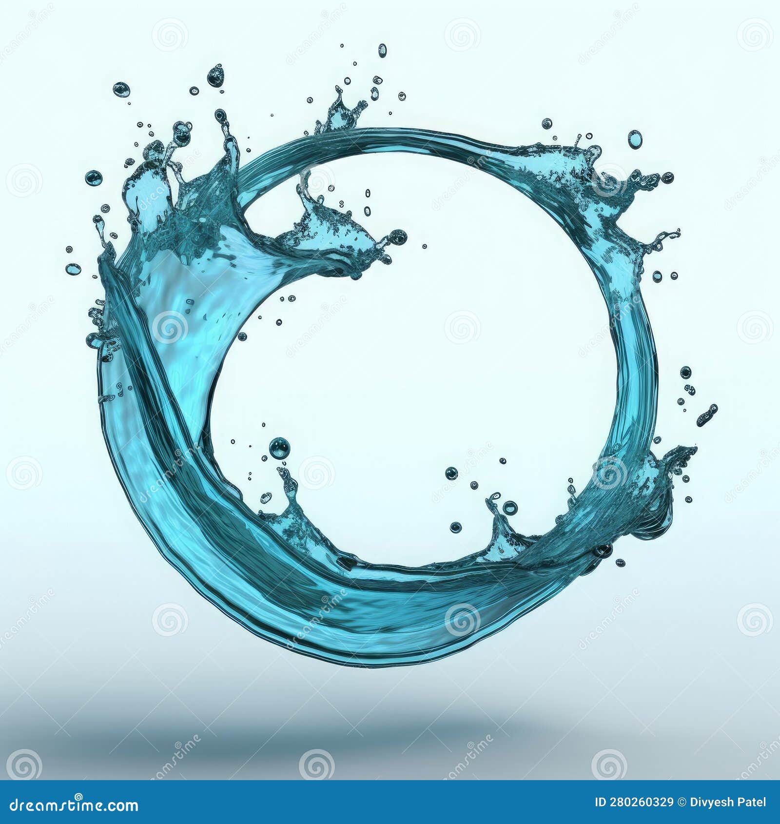 3d Water Splashing Round Frame, Aqua, Isolated Liquid Splash ...