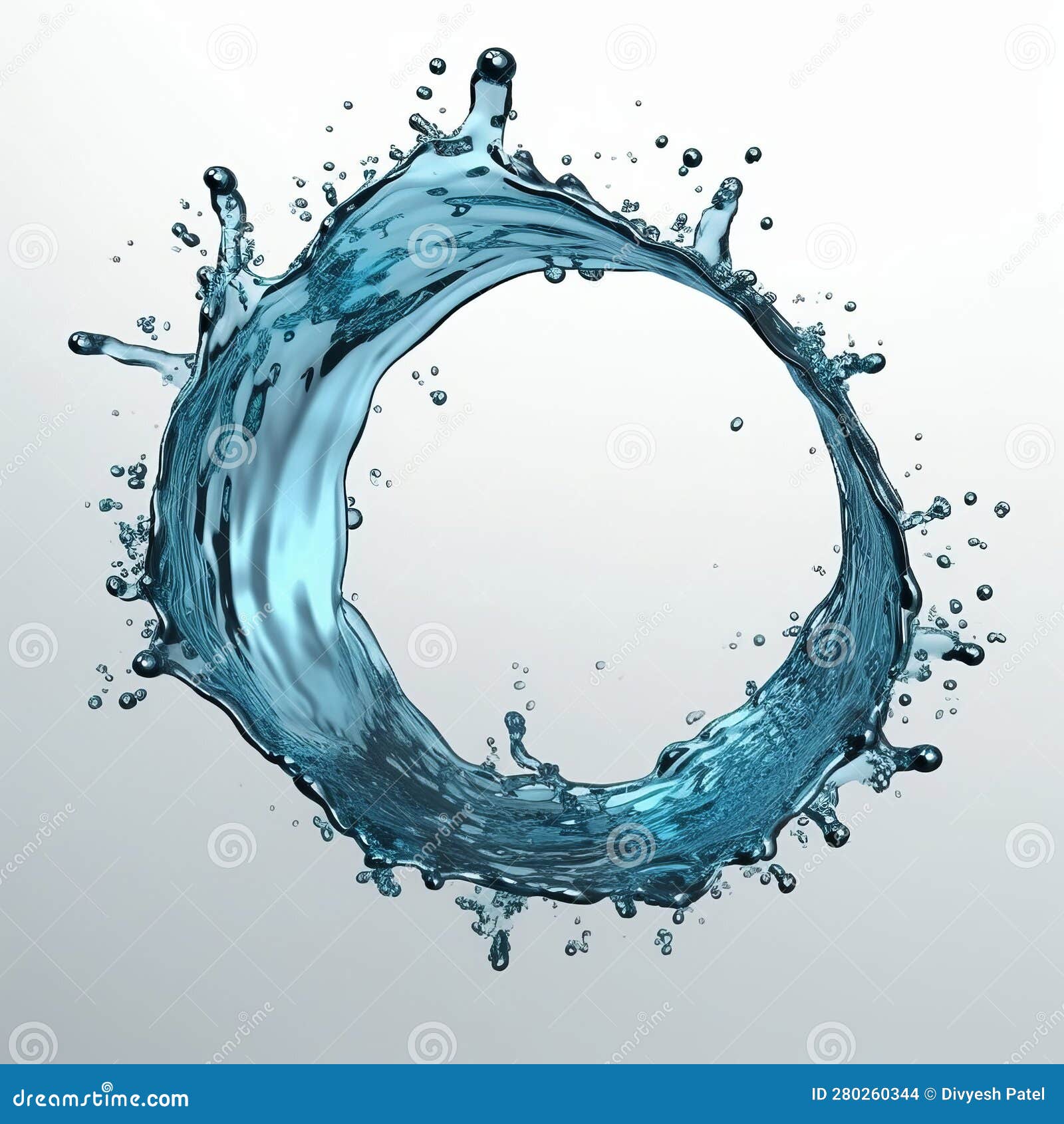3d Water Splashing Round Frame, Aqua, Isolated Liquid Splash ...