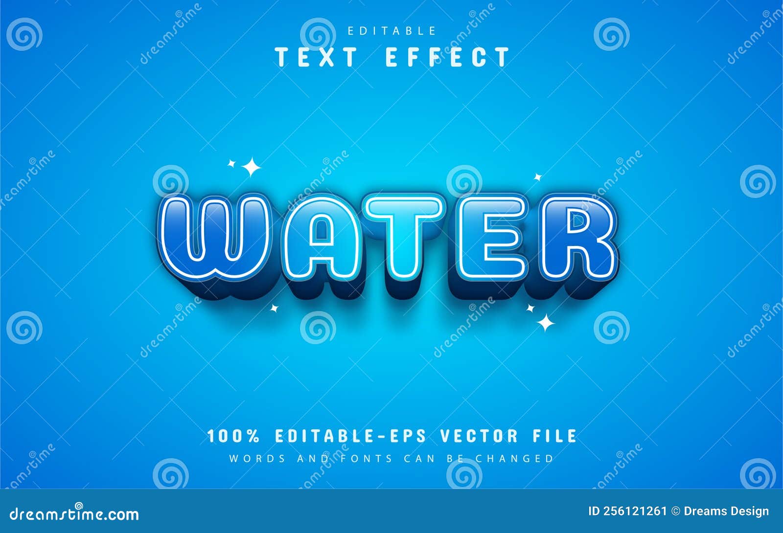 3d water text effect stock vector. Illustration of style - 256121261