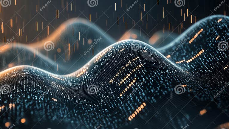 3D Wave of Binary Numbers with Floating Particles - Futuristic Data ...