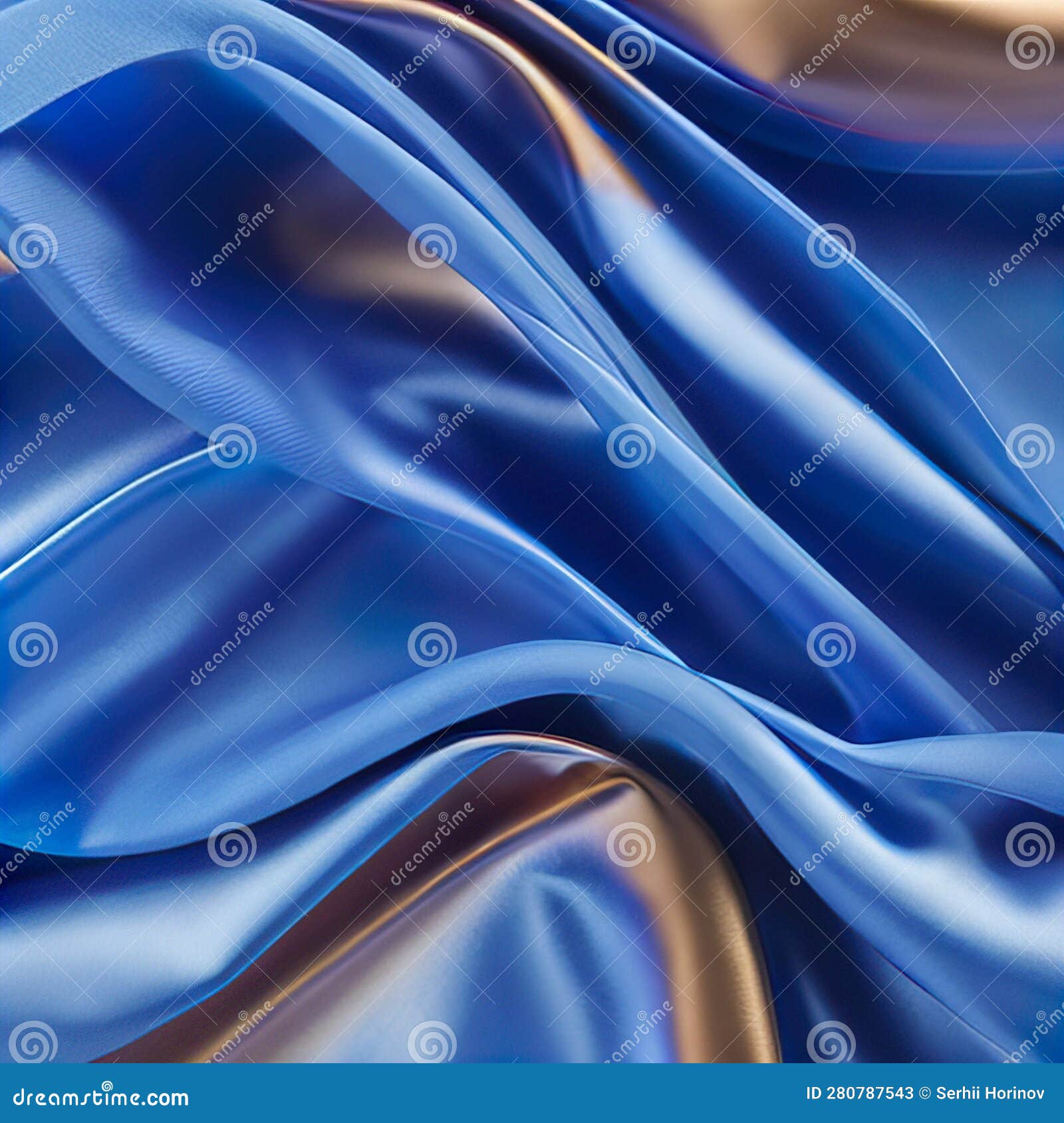 3D Wave Bright Berlin Blue Color Gradient Silk Fabric AI Generated ...