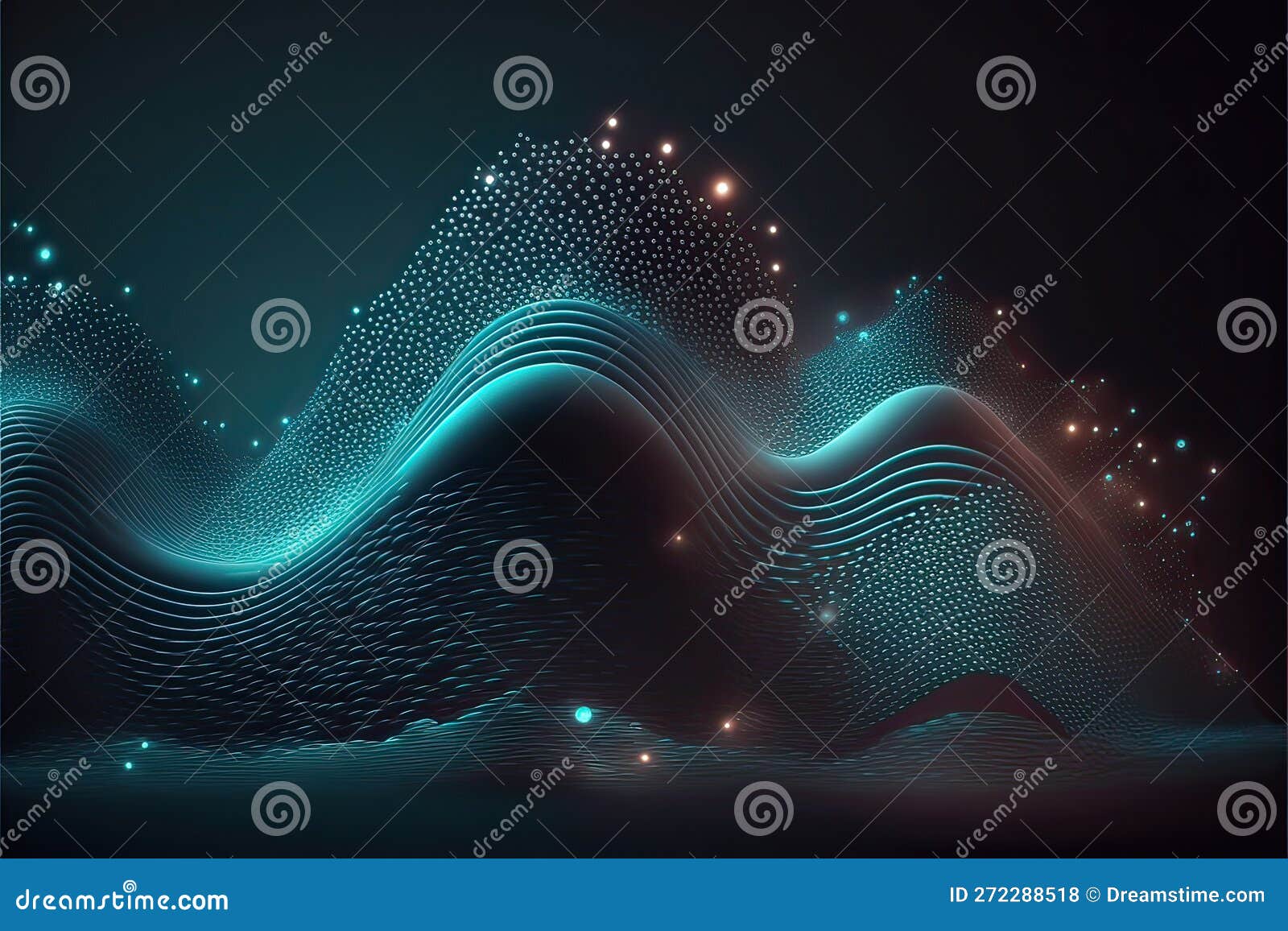 3D Wave Graph Abstract Particles. Futuristic Technology Style. (Ai ...