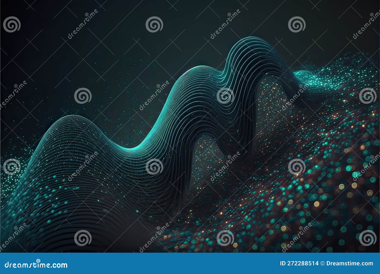 3D Wave Graph Abstract Particles. Futuristic Technology Style. (Ai ...