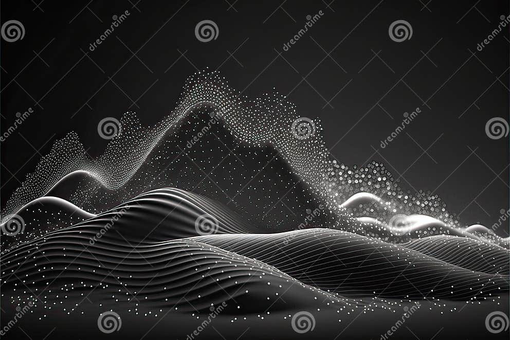 3D Wave Graph Abstract Particles. Futuristic Technology Style. (Ai ...