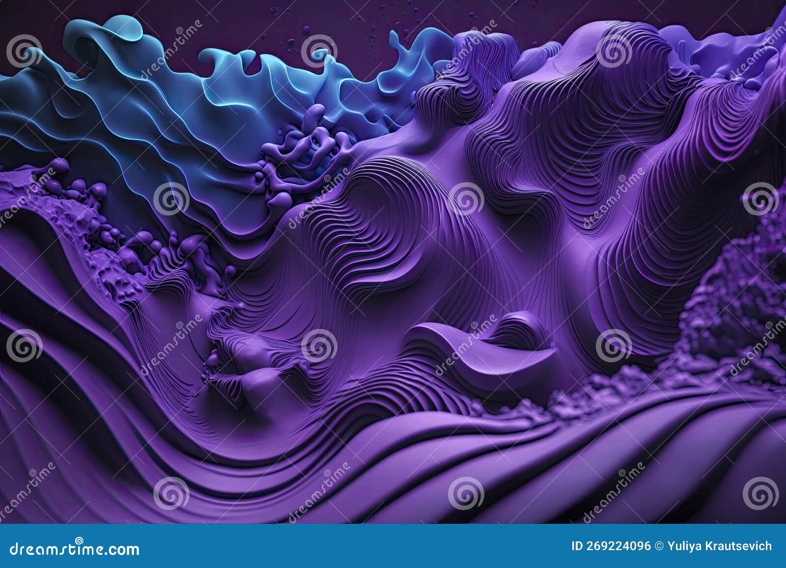 3d Waves Abstract Background. Plastic Art Stock Illustration ...