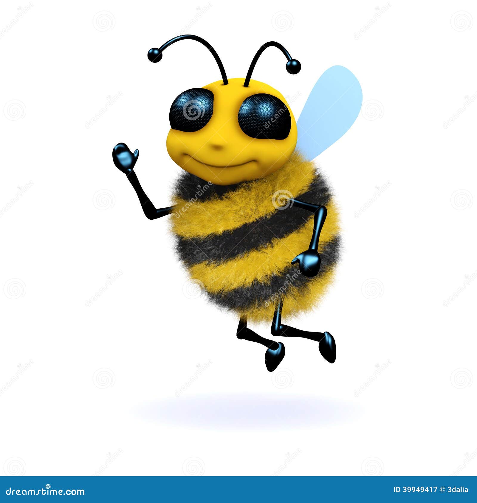 3d Waving bee stock illustration. Illustration of character - 39949417