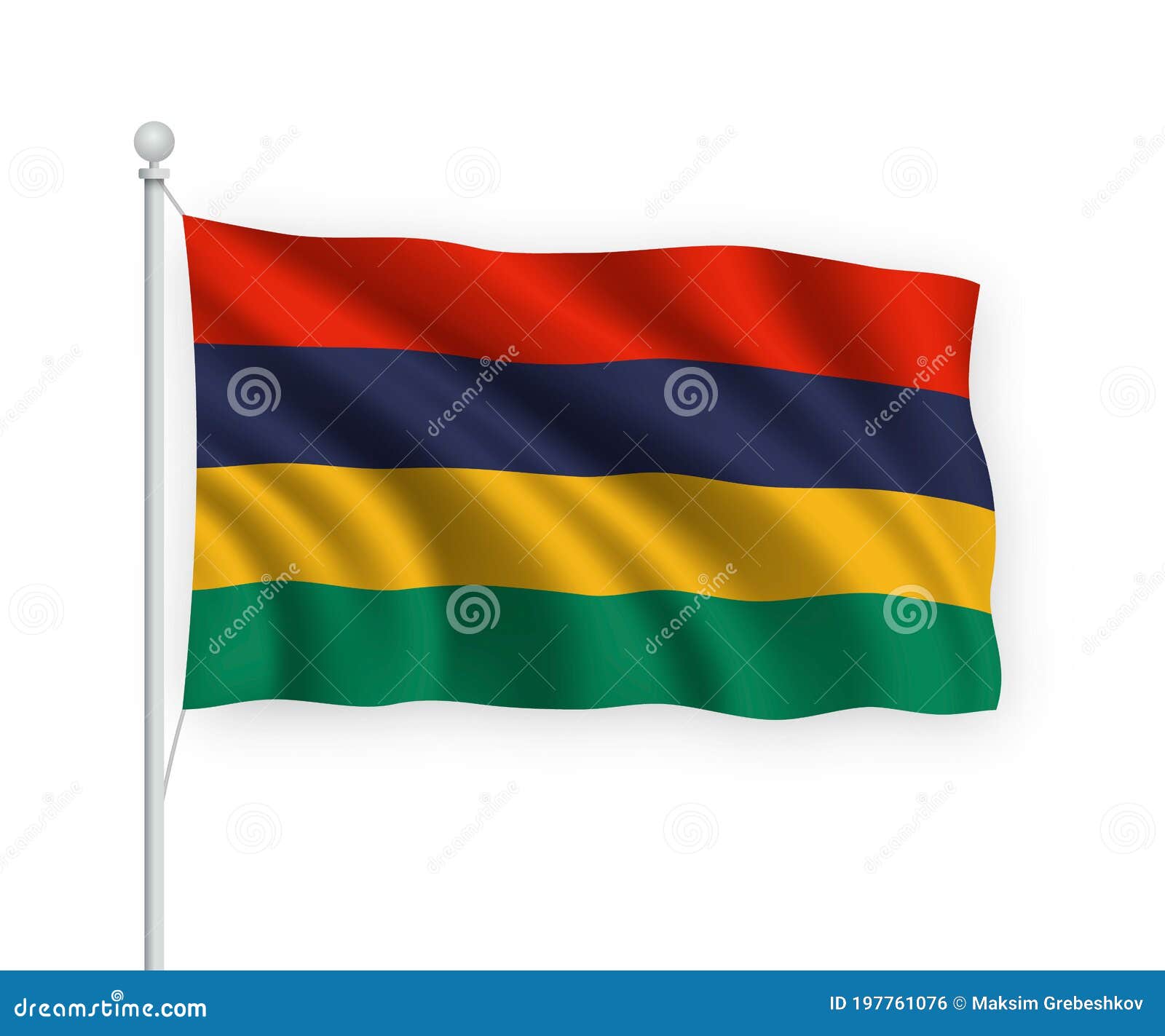 Flag Of Mauritius. Mauritian National Symbol In Official Colors ...