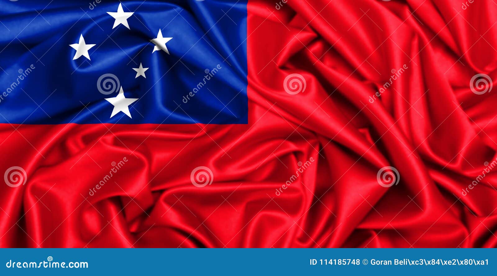 3d Waving Flag of Samoa in the Wind Stock Illustration - Illustration ...