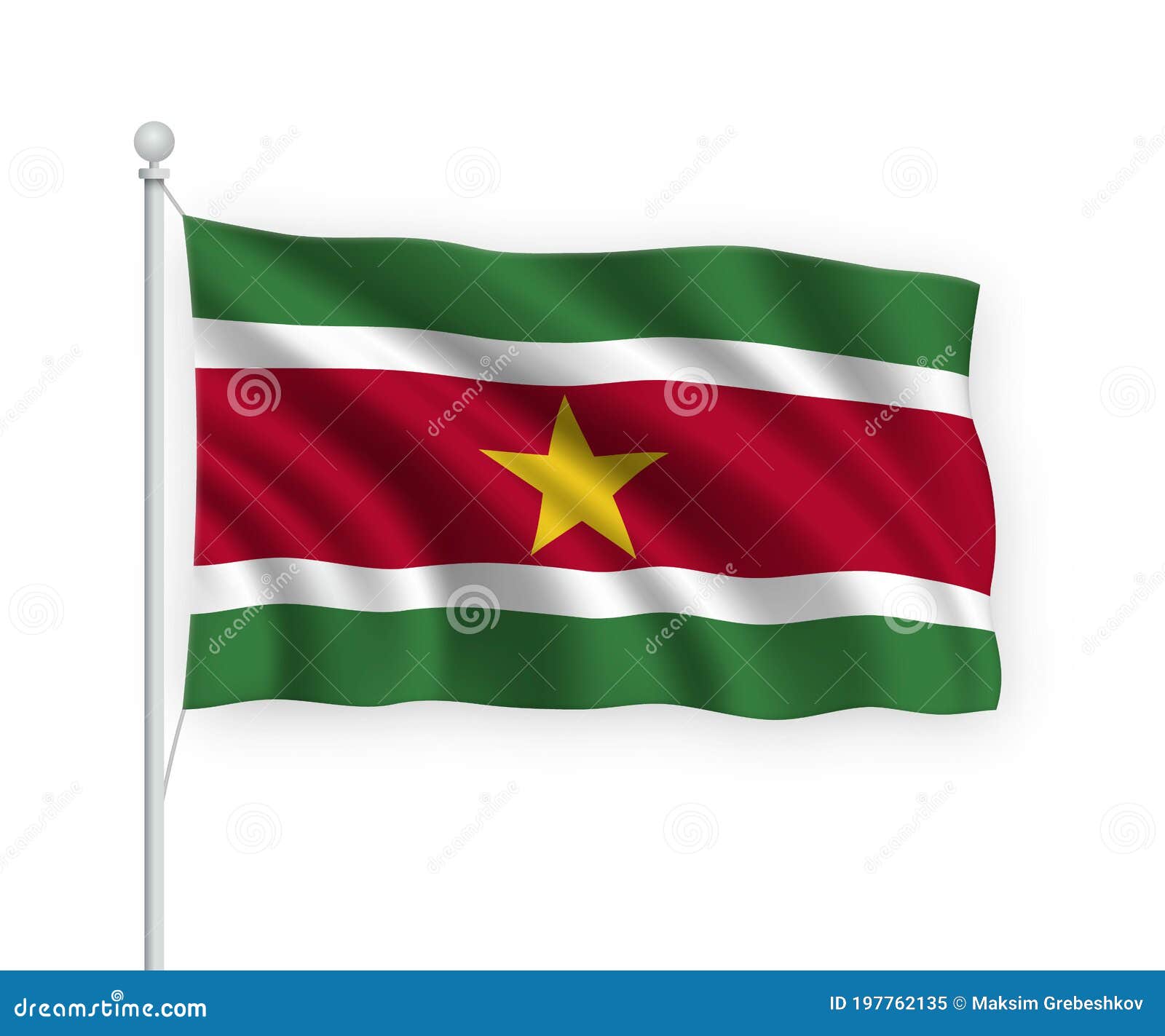 Flag Of Suriname, Suriname Flag, National Flag Of Suriname. Pole Flag ...