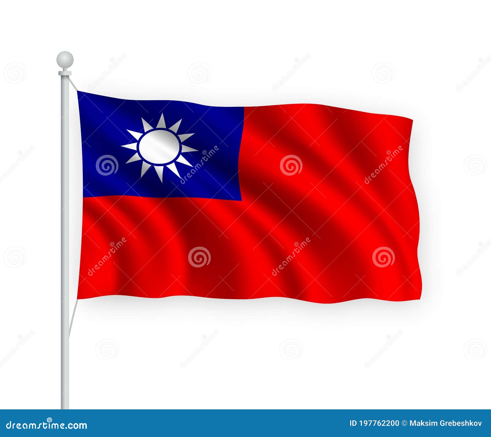 Flag Map Of Taiwan. 3D Rendering Taiwan Map And Flag On Asia Map. The ...