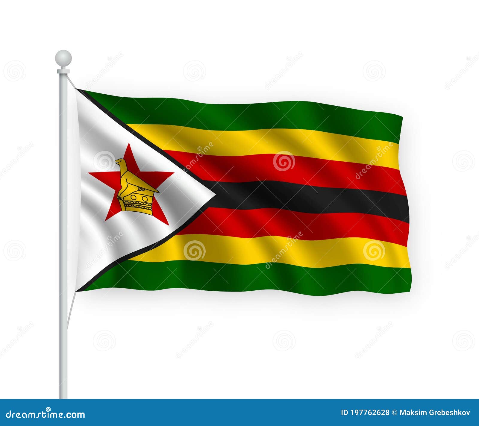 Flag Zimbabwe From Brush Strokes. Flag Republic Of Zimbabwe On ...