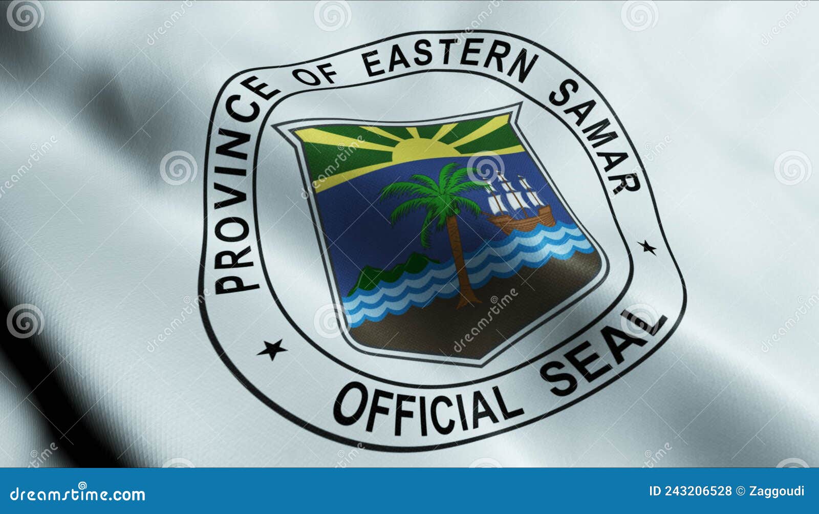3D Waving Philippines Province Flag of Eastern Samar Closeup View Stock ...