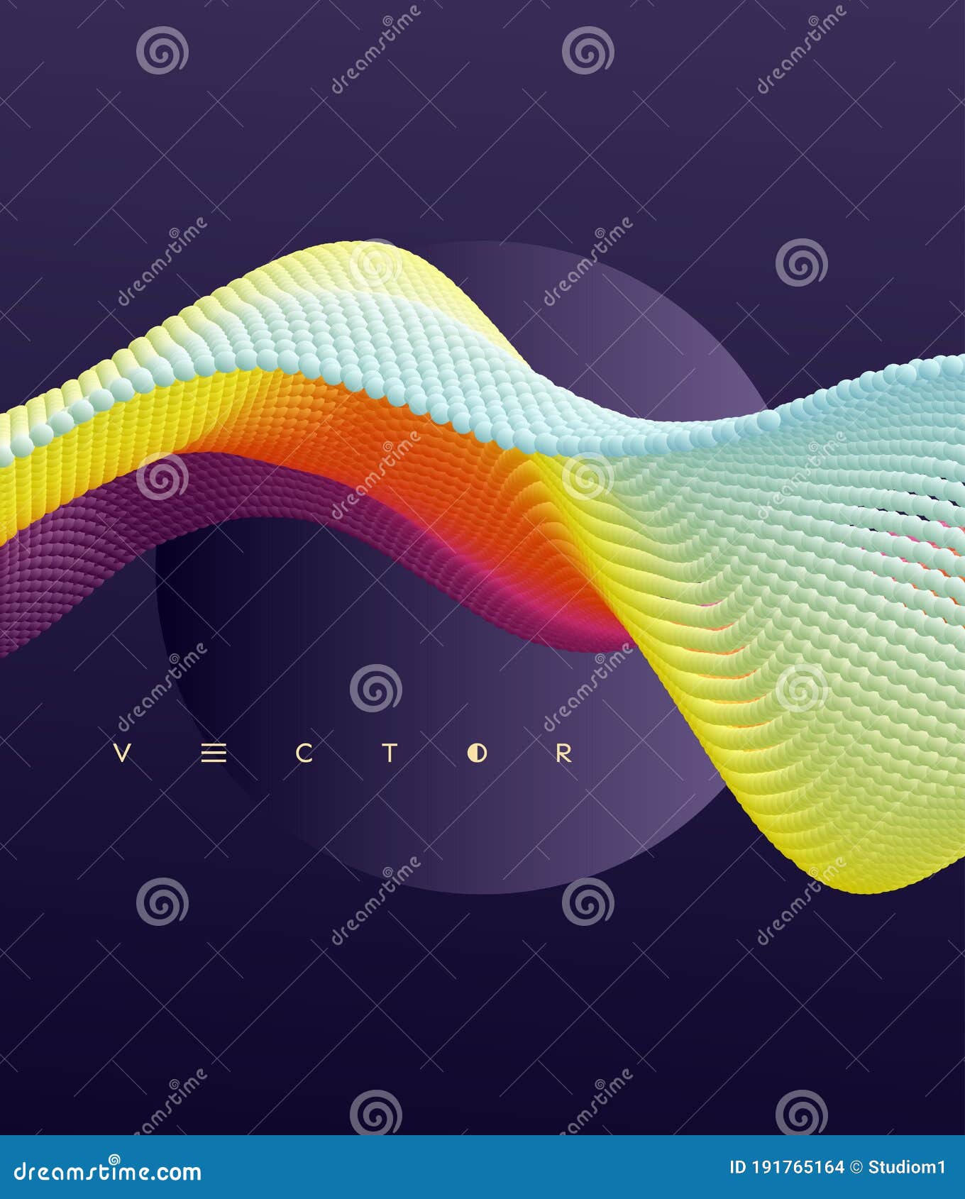 3D Wavy Background. Array with Dynamic Emitted Particles. a Wave Formed ...