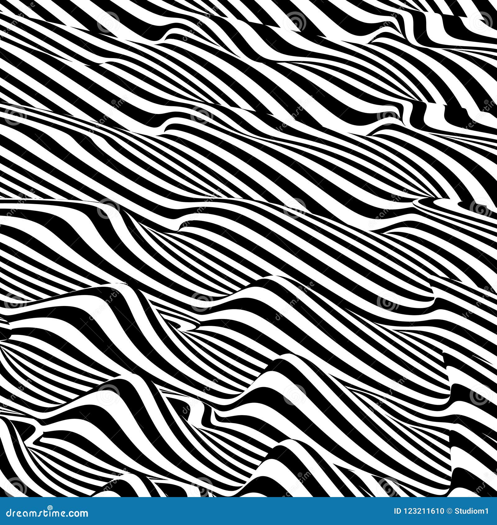 3d Wavy Background Dynamic Effect Black And White Design Pattern