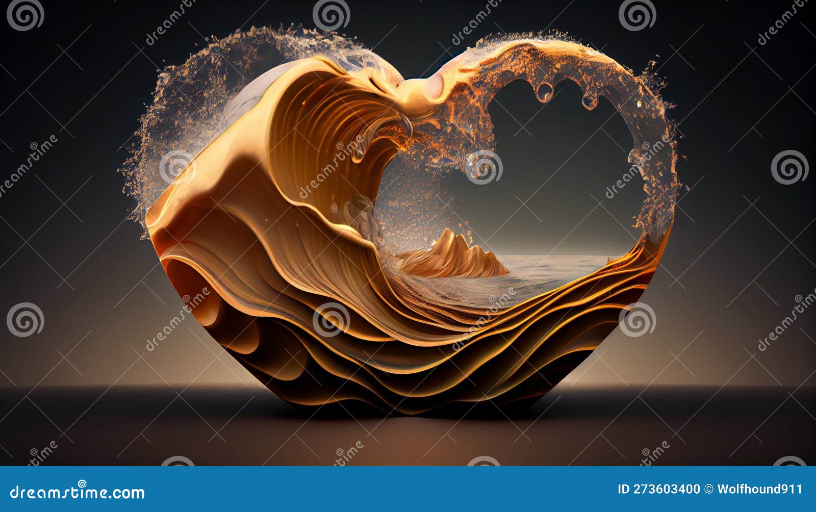 3D Wavy Heart. Generate Ai. Stock Illustration - Illustration of ...
