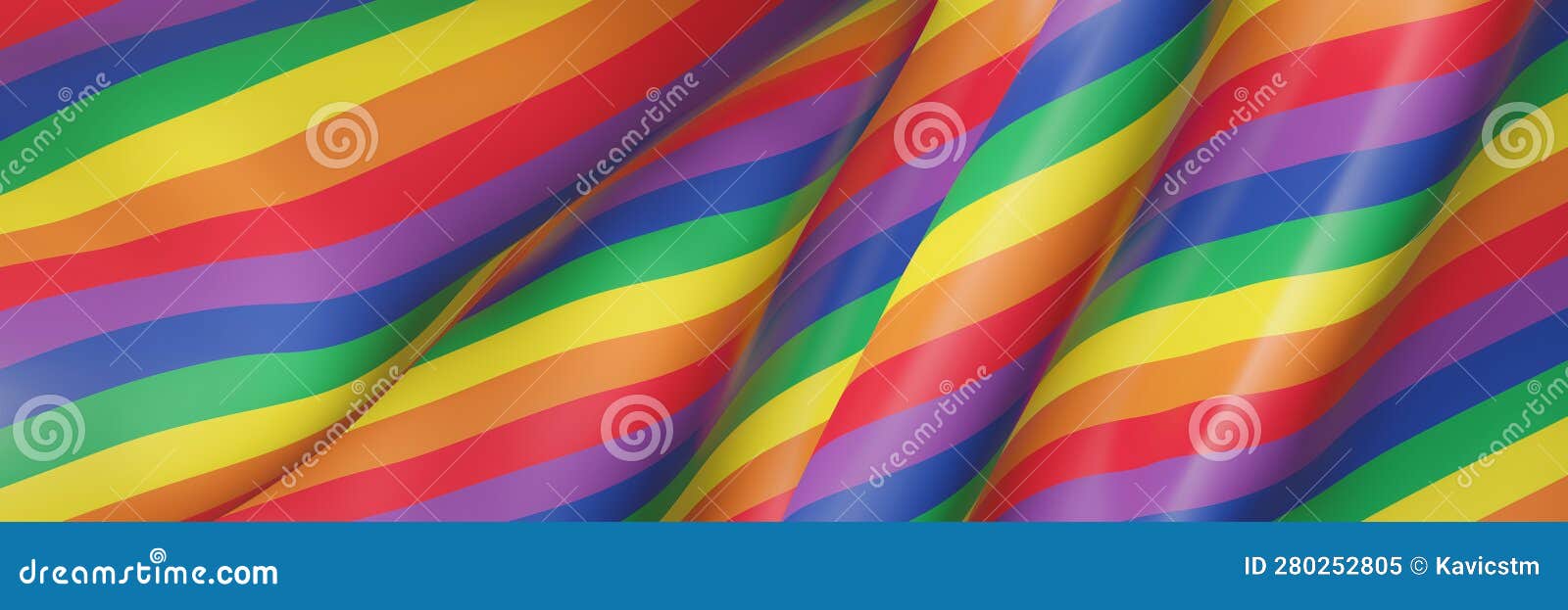 3D Wavy Rainbow Flag. LGBTQ Color Stock Illustration - Illustration of ...