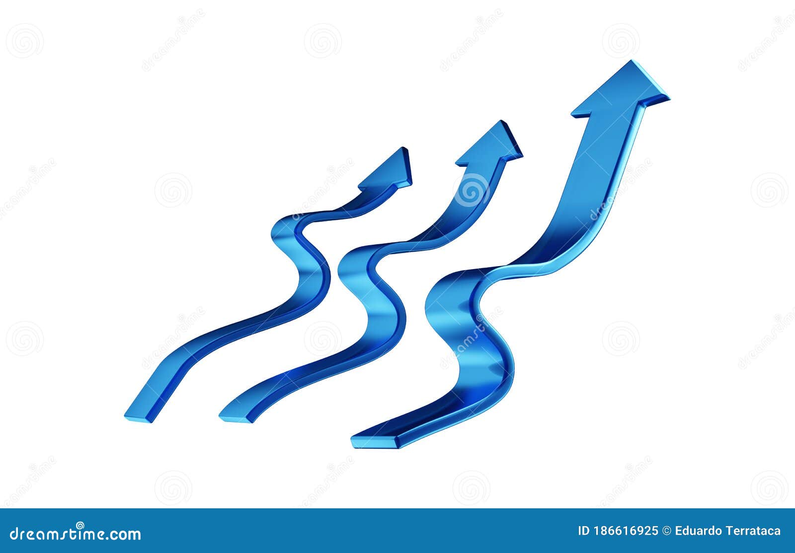 3D Wavy Shiny Blue Arrows Pointing Up Stock Illustration - Illustration ...
