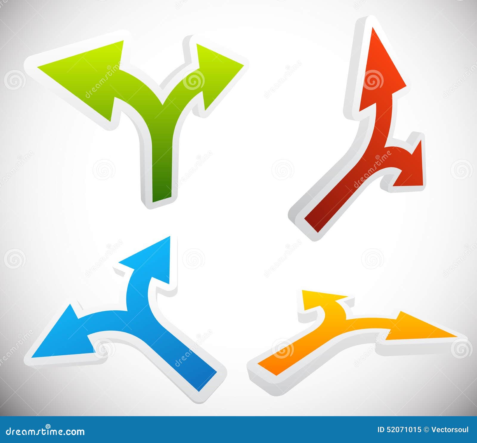 3D 2 Way Arrow Shapes Set - Arrow Design Elements Stock Vector ...