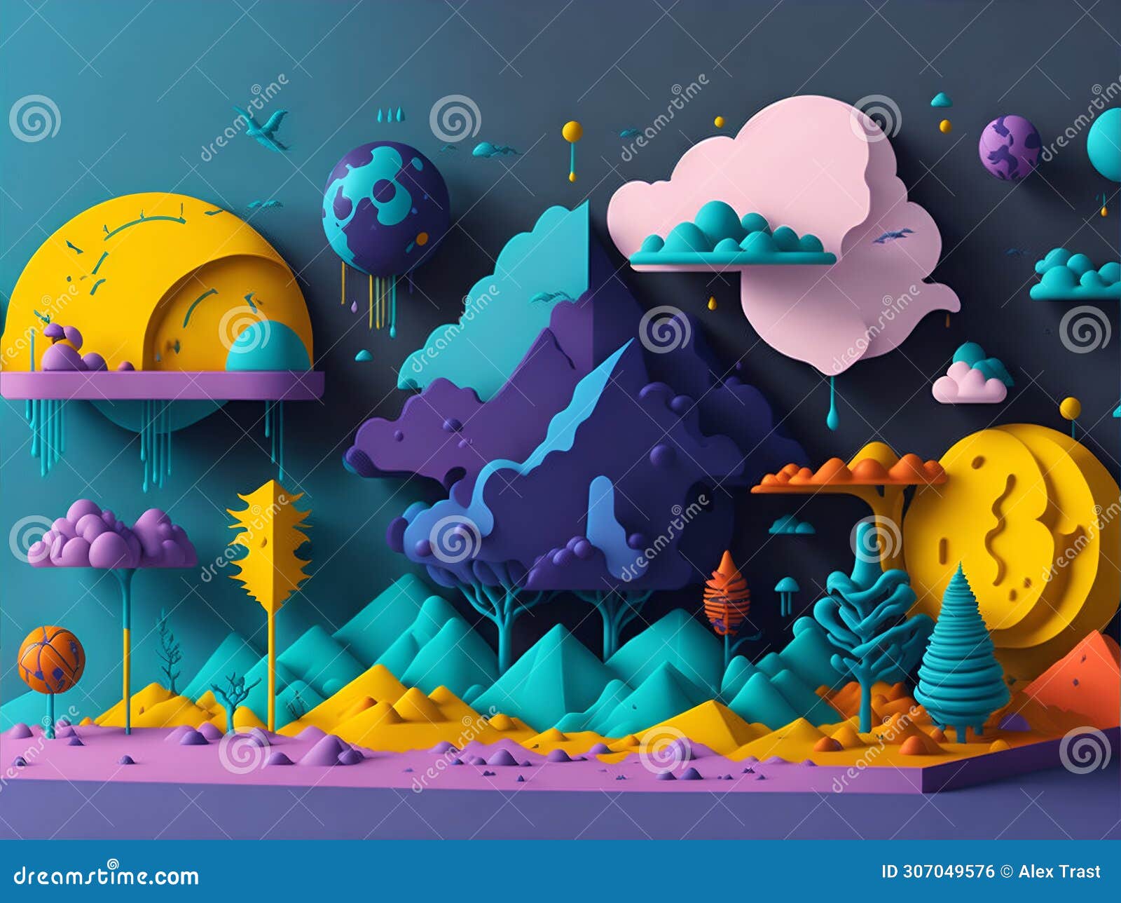 3D Weather Forecast Visualization. Generated by AI. Stock Illustration ...