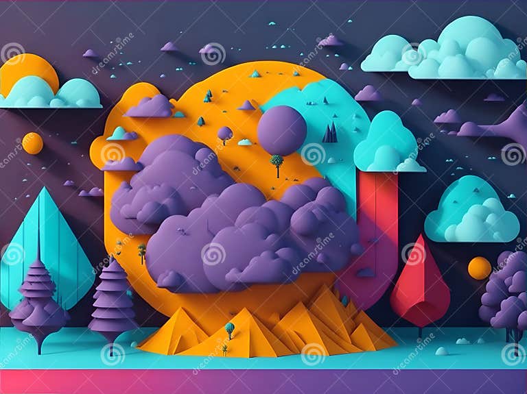 3D Weather Forecast Visualization. Generated by AI. Stock Illustration ...