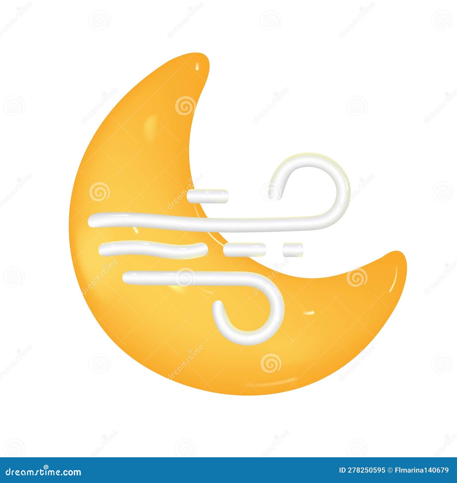 3d Weather for Web Design. Moon and Windy Weather Icon. 3d Vector ...