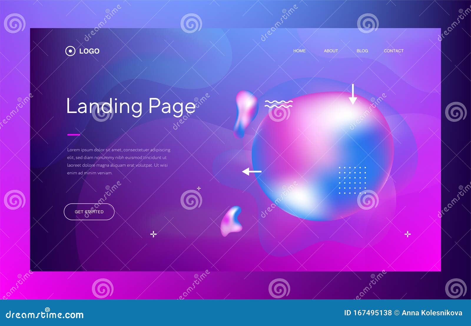 3d Web Banner on Colorful Backdrop. Abstract Layout Template. Trendy ...