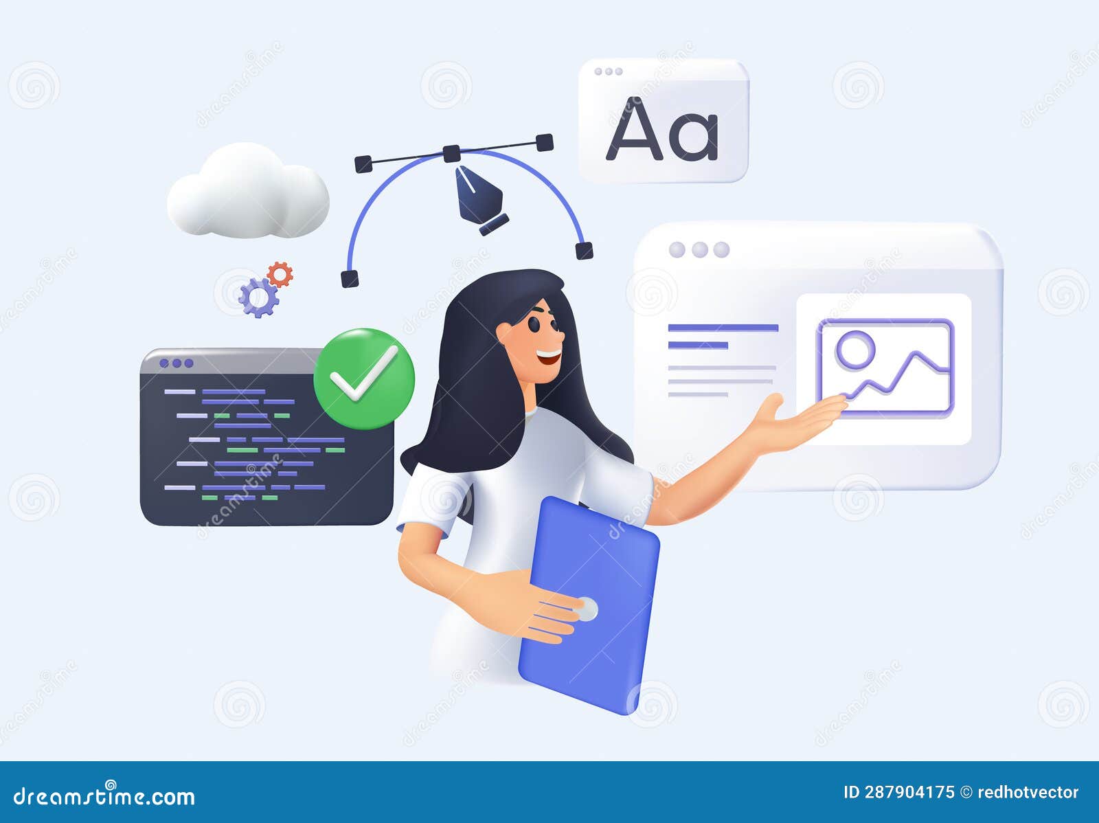 3D Web Designer. Web UI-UX Design, Web Development Concept Stock Illustration - Illustration of ...