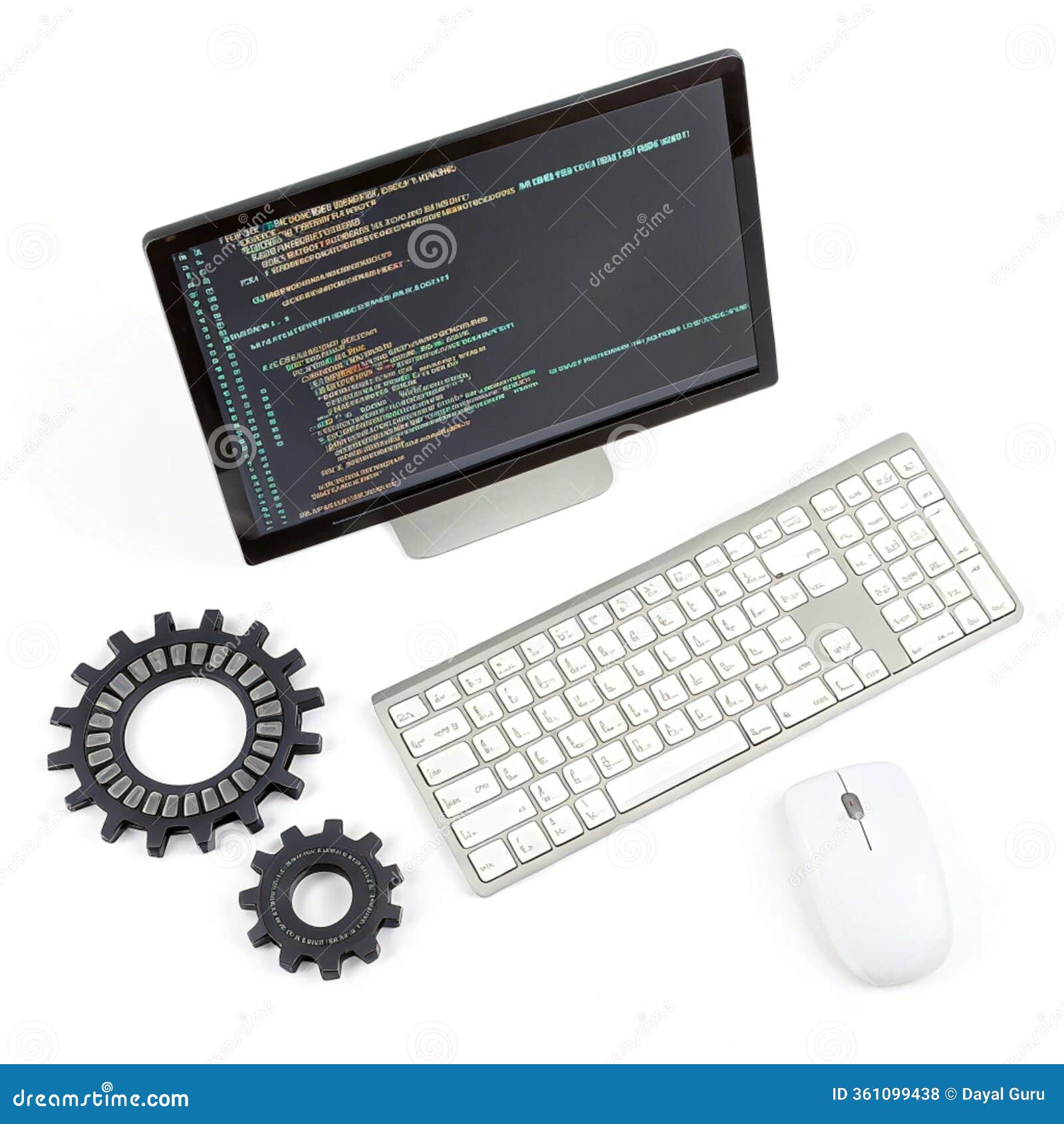 3D Web Development Gear Isolated on Transparent Background Stock ...