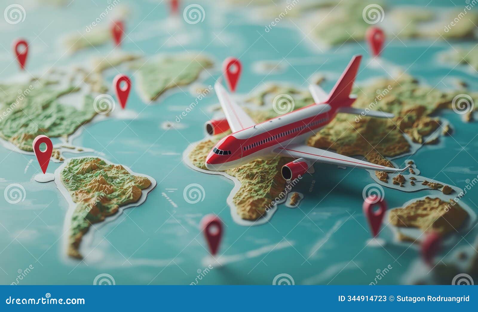 3D Web Vector Illustrations Showcasing Airplane Trips Around the World ...