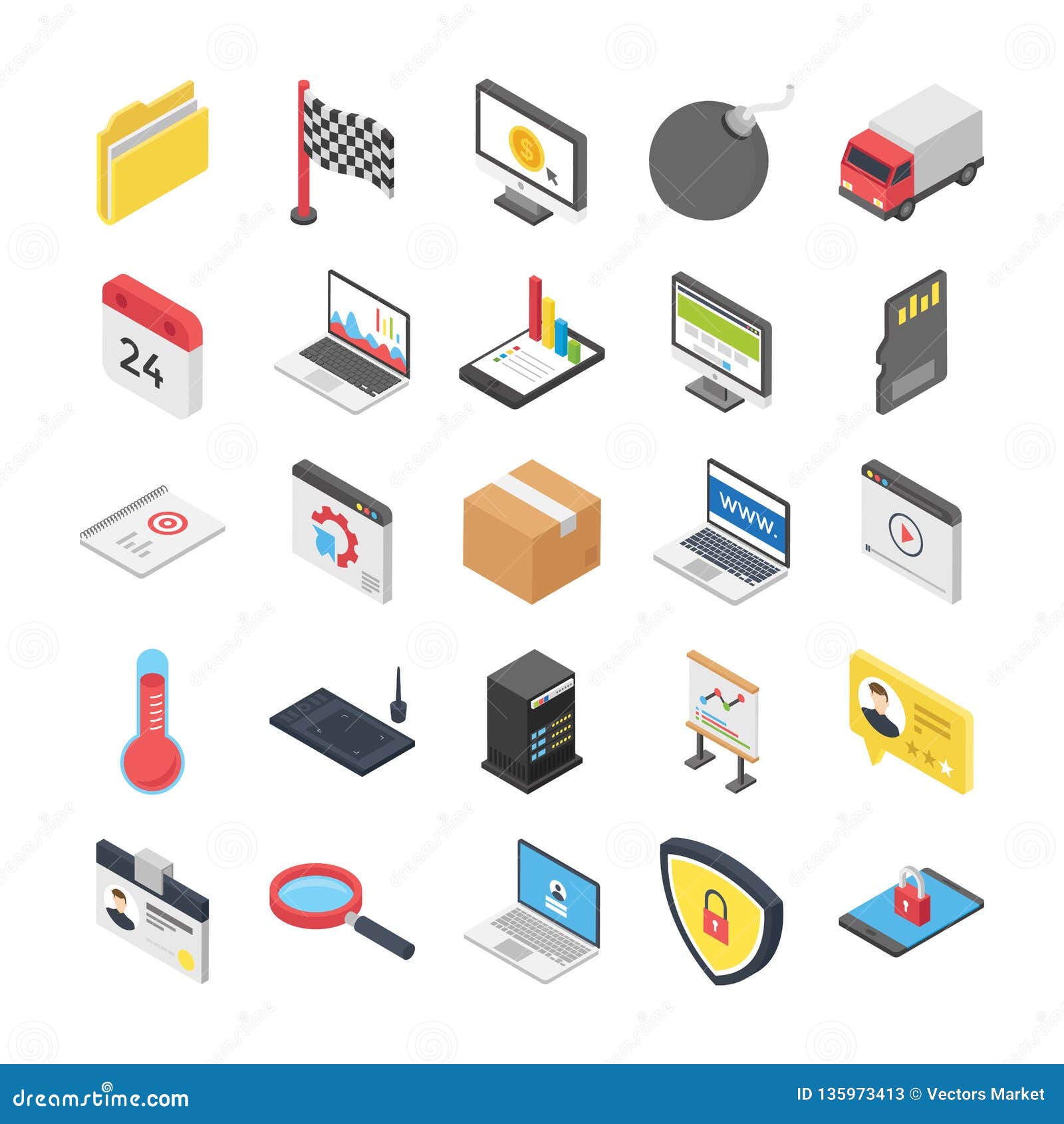 3D Web Vectors Set stock illustration. Illustration of phone - 135973413