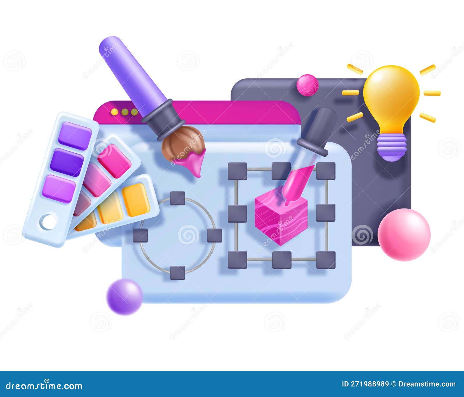 3D Website Design Concept, Vector UI UX Page Redesign Illustration ...