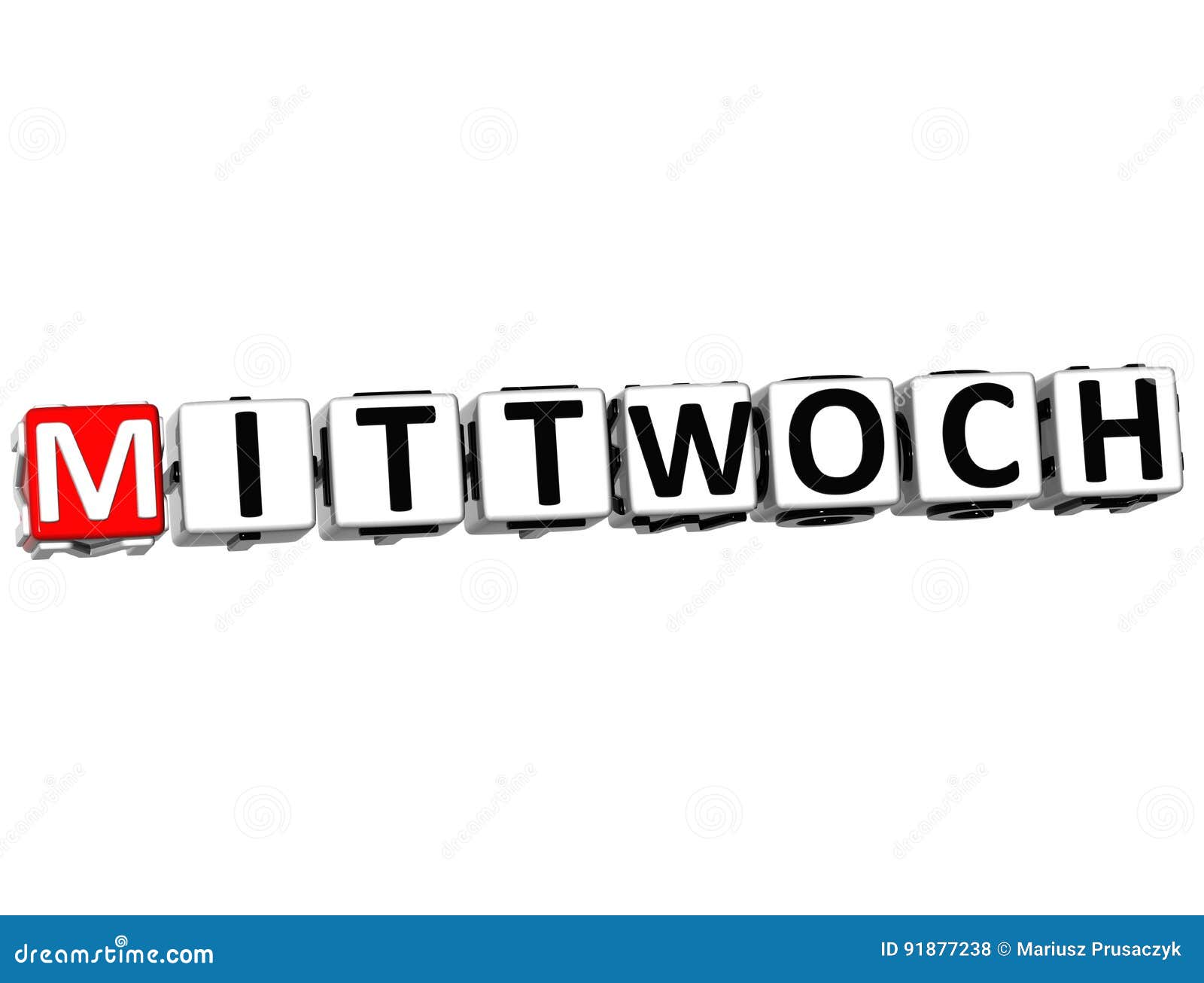 3D Wednesday in German Language Button Click Here Block Text Stock ...