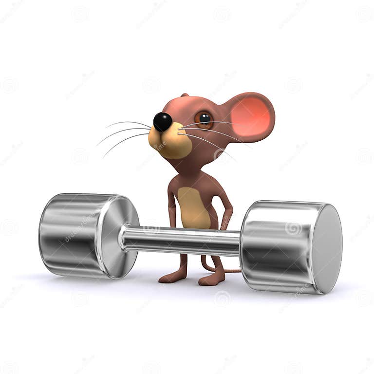 3d Weightlifter mouse stock illustration. Illustration of nature - 41085578