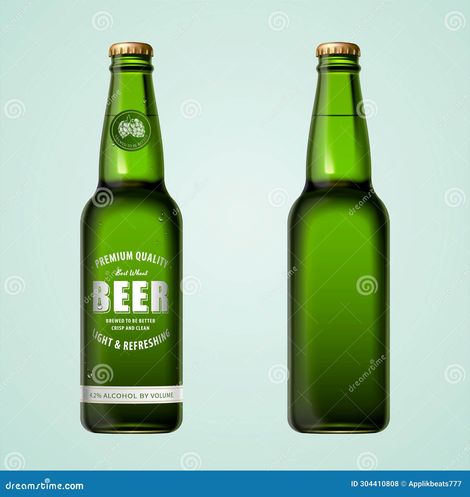 3d Wheat Beer Bottle Mockups Stock Illustration - Illustration of drink ...