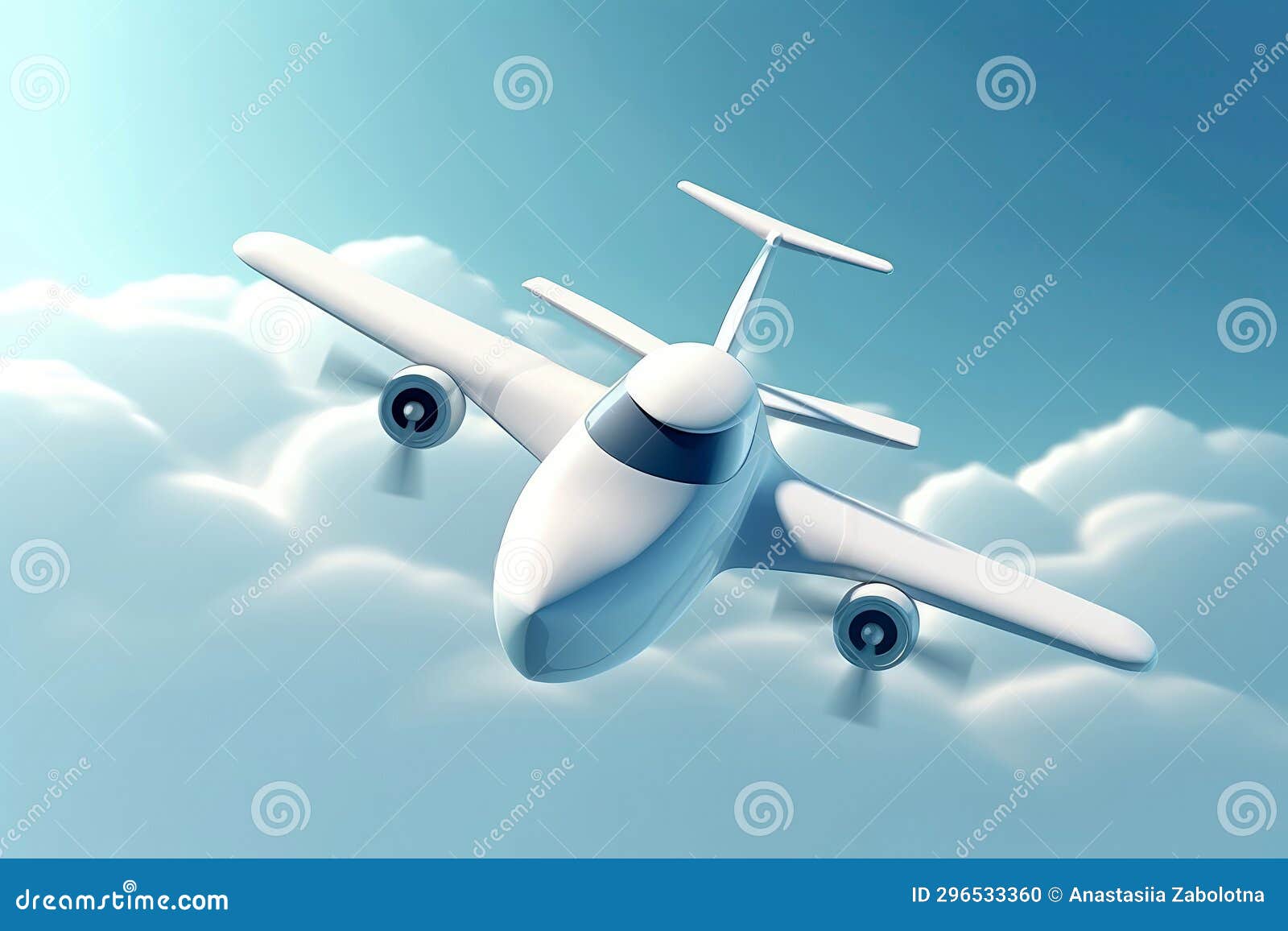 3D White Airplane Soaring through the Air in the Sky. Generative AI ...