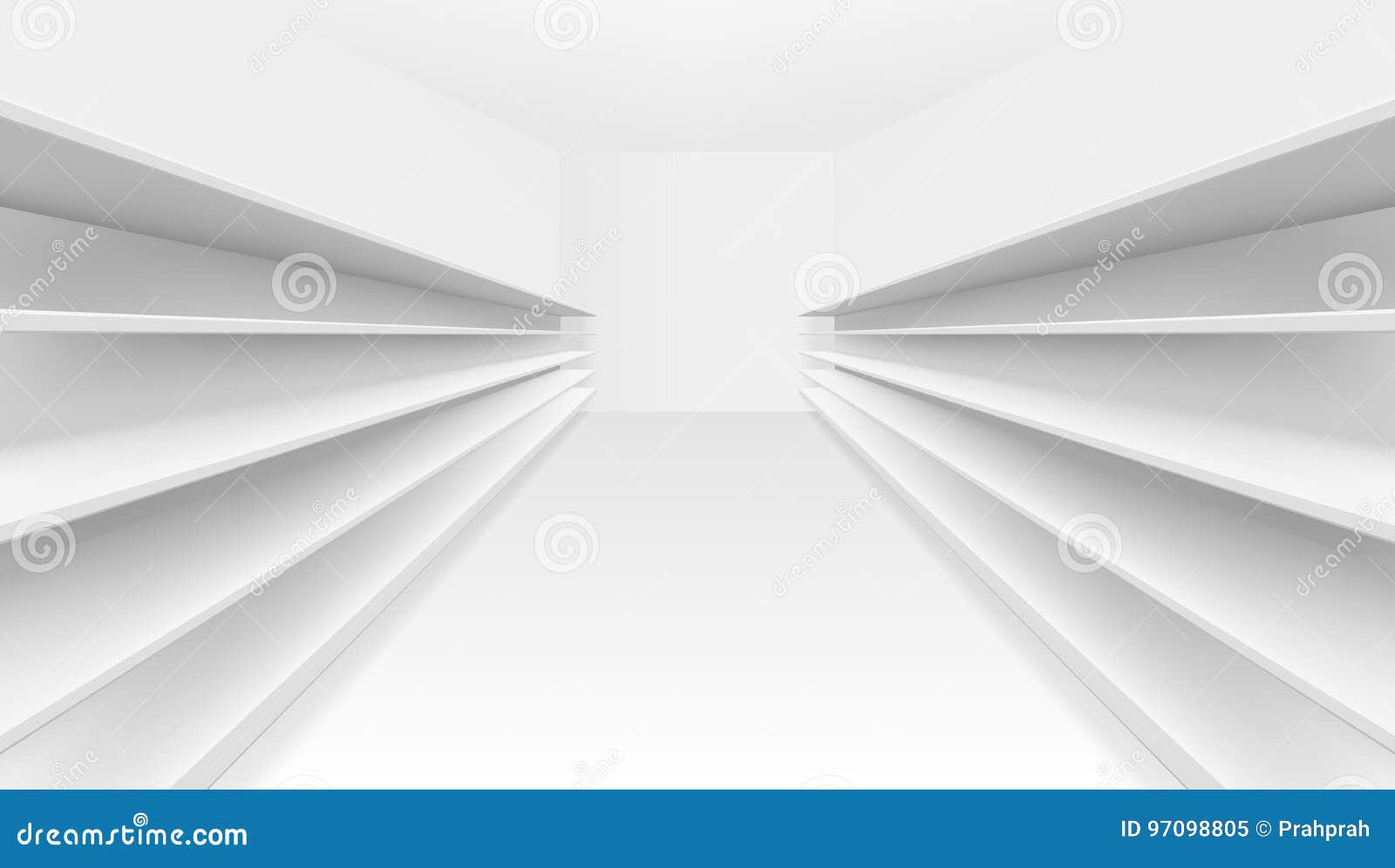 3D White Blank Empty Shelf. Front View Stock Illustration ...