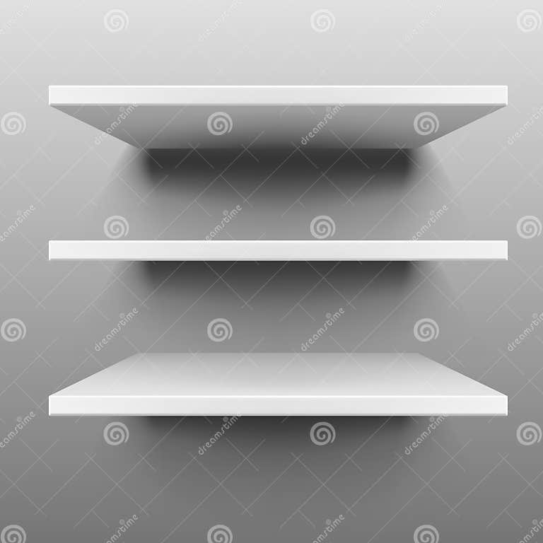 3D White Blank Empty Shelf. Front View Stock Illustration ...