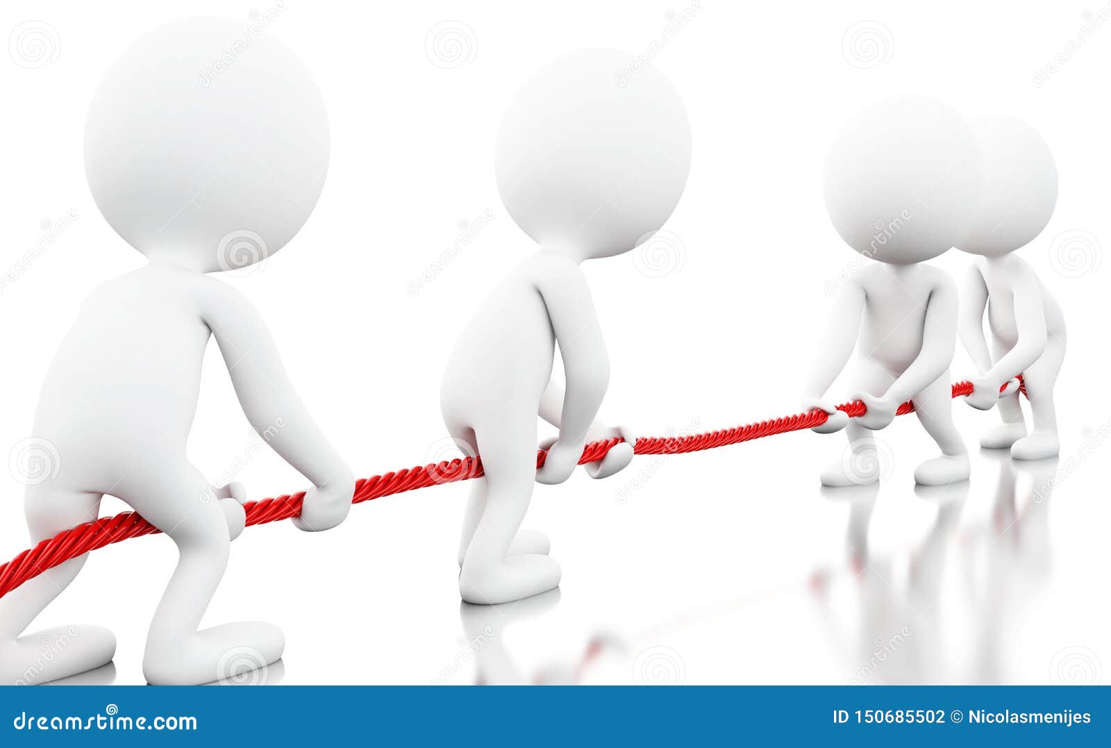 3d White Business People Pulling the Rope Stock Illustration ...