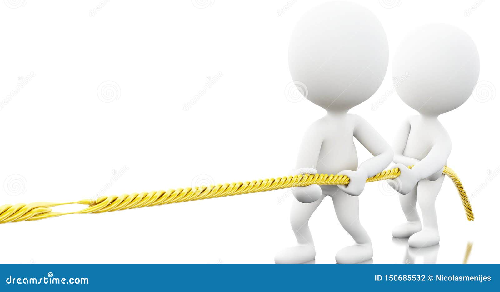 3d White Business People Pulling the Rope Stock Illustration ...