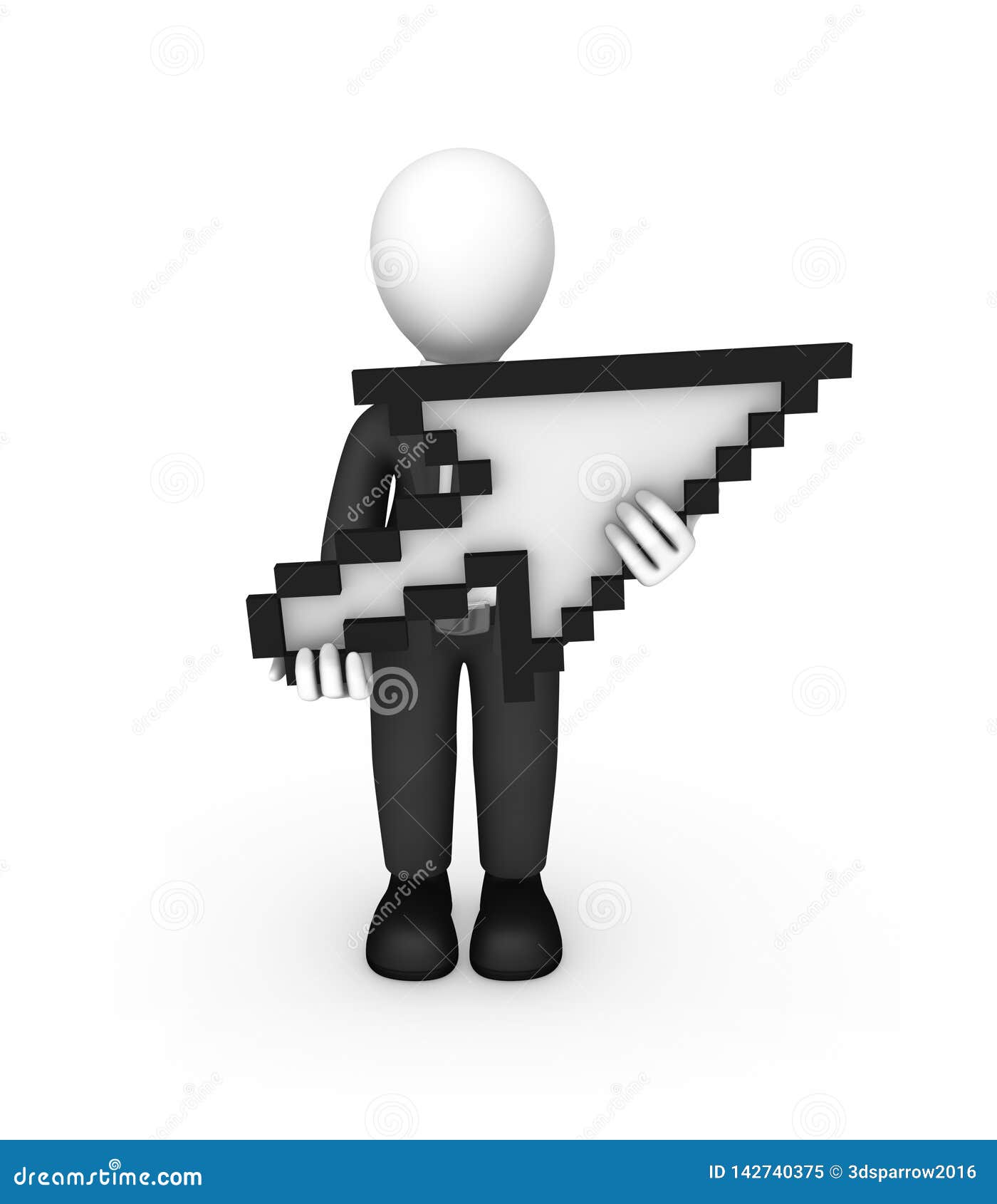 3d White Businessman with Mouse Cursor Stock Illustration ...