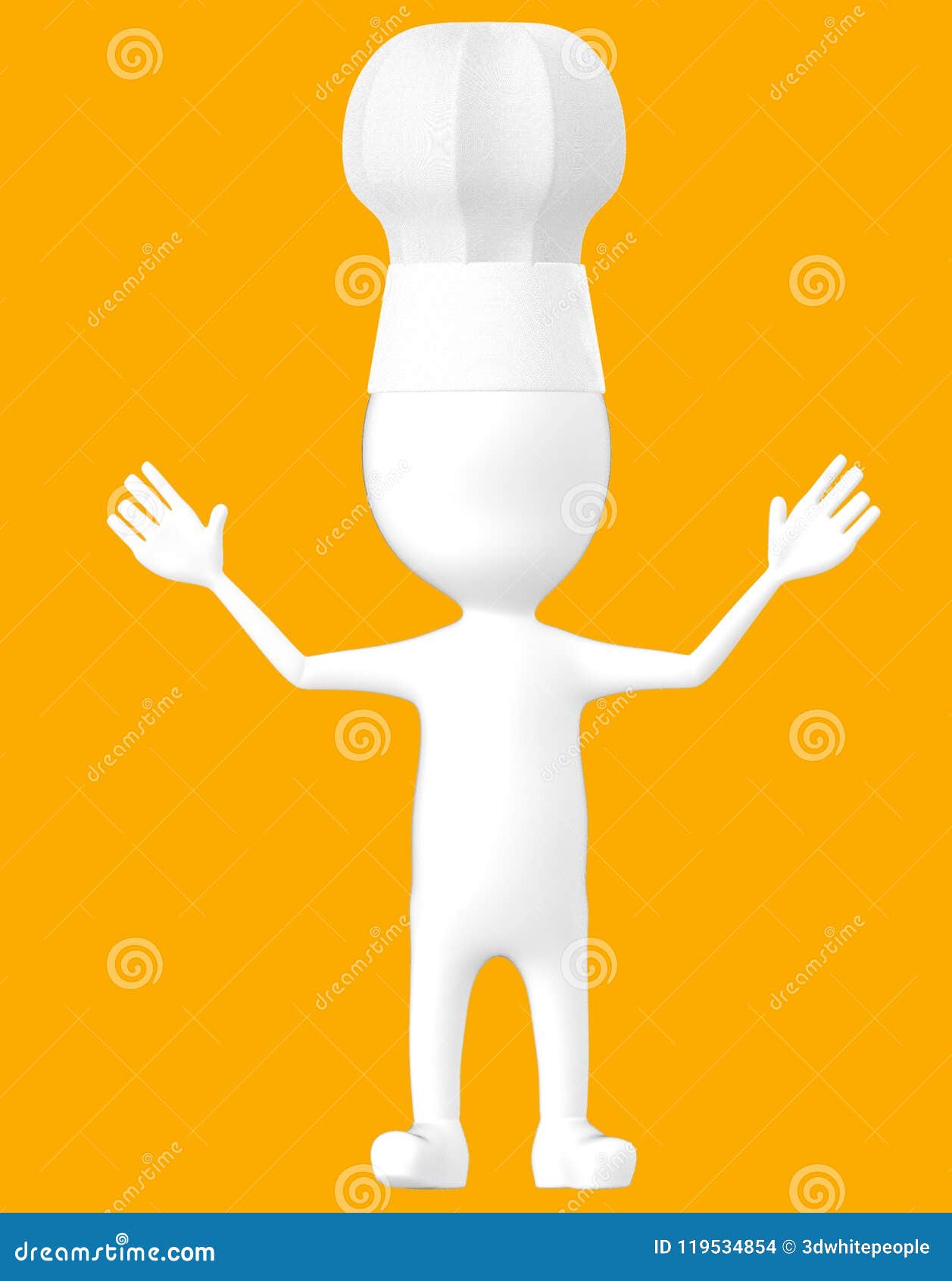 3d white character , chef stock illustration. Illustration of white ...