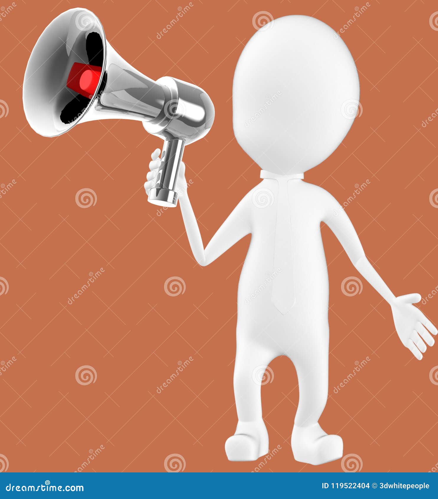 3d White Character Holding a Megaphone Stock Illustration ...